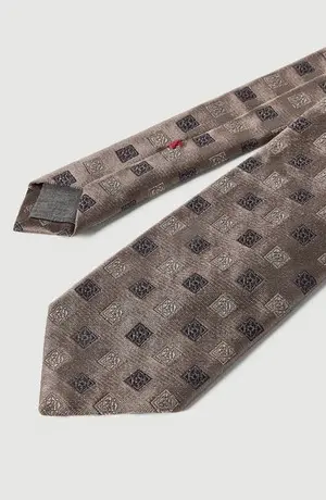 Brunello Cucinelli Silk Tie With Squares Pattern
