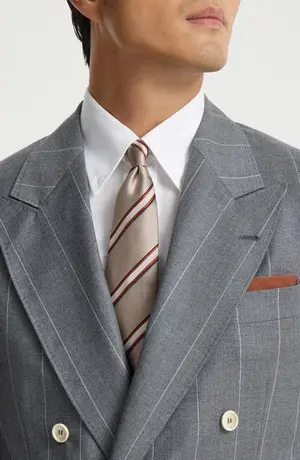 Brunello Cucinelli Regimental Stripe Silk And Cotton Tie