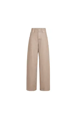 Brunello Cucinelli Beige Lamé Denim Baggy Trousers With Monili - Rope