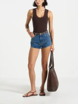 Manière De Voir Scoop Neck Rib Tank - Brown