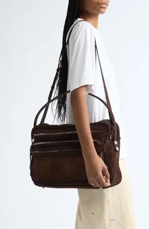 Acne Studios Camero Party Suede Shoulder Bag - Dark Brown