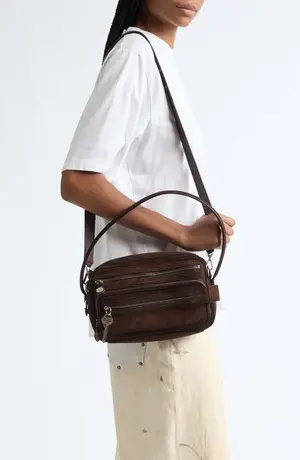 Acne Studios Camero Party Suede Shoulder Bag - Dark Brown