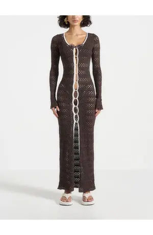 Manière De Voir Aria Pointelle Knit Cover Up - Brown