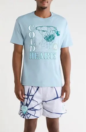 OVERTIME Cold Hearts Basketball Graphic Tee - Light Blue
