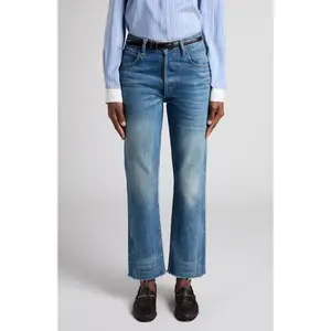 TOM FORD Stonewash Raw Hem Straight Leg Jeans - Denim