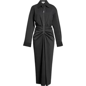 Staud Adler Long Sleeve Shirtdress - Smoke