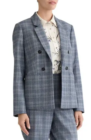 Jones New York Plaid Faux Double Breasted Blazer