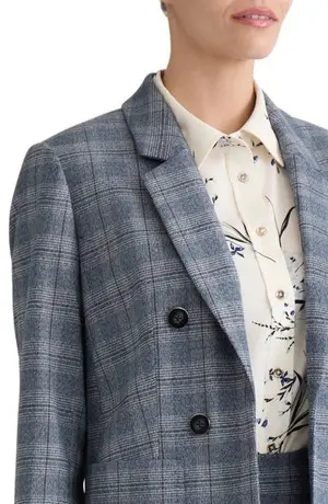Jones New York Plaid Faux Double Breasted Blazer