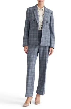 Jones New York Plaid Faux Double Breasted Blazer