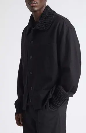 Yohji Yamamoto Rib Detail Cotton Blouson