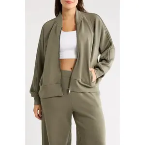 Spanx Spnax Pintuck Full Zip Track Jacket - Herb