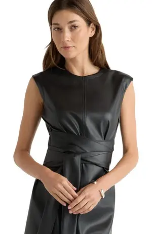 Modern Citizen Pilar Faux Leather Tie Front Dress