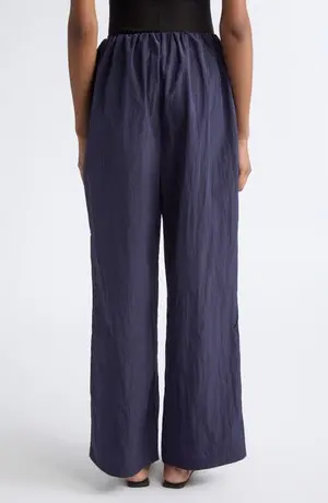Staud Crinkled Nylon Wide-leg Pull-on Pants