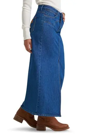 Wrangler Western Seam Denim Midi Skirt