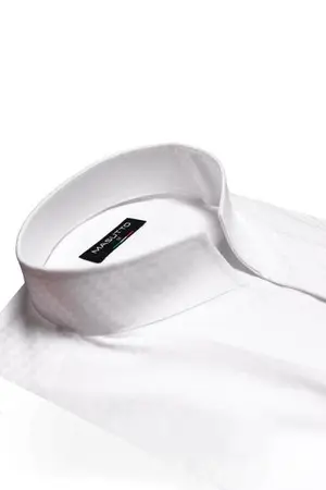 MASUTTO Adams Tulip Stand Up Collar Long Sleeve Shirt - White