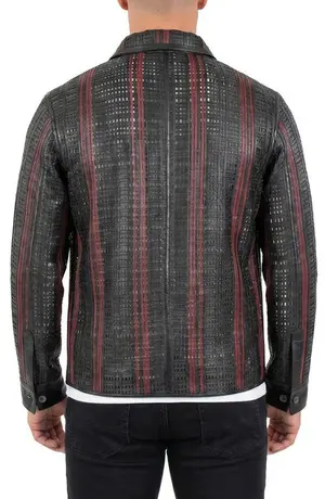 MACEOO Leather Basket Weave Jacket