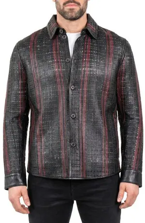 MACEOO Leather Basket Weave Jacket