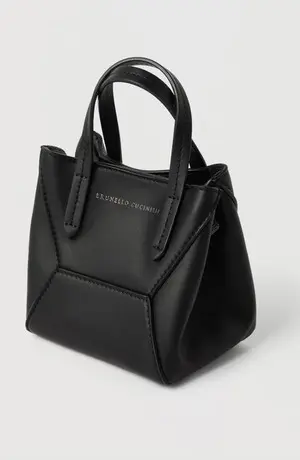 Brunello Cucinelli Mini Bag In Calfskin With Monili - Black