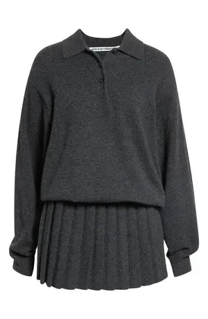 Alexander Wang Wool Blend Long Sleeve Polo Dress
