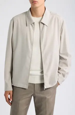 BOSS Virgin Wool Zip Jacket - Light Beige