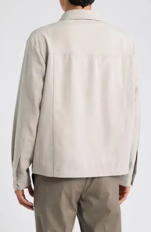 BOSS Virgin Wool Zip Jacket - Light Beige
