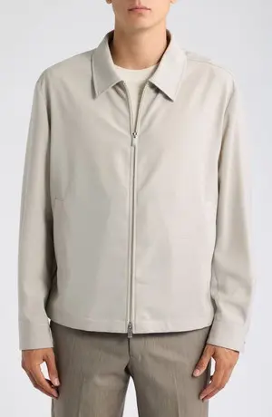 BOSS Virgin Wool Zip Jacket - Light Beige