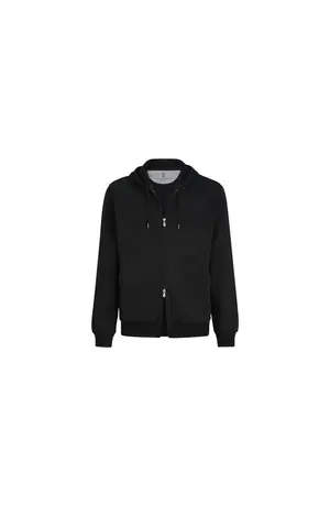 Brunello Cucinelli Techno Cotton French Terry Hooded Sweatshirt - Black