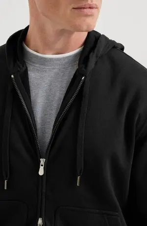 Brunello Cucinelli Techno Cotton French Terry Hooded Sweatshirt - Black