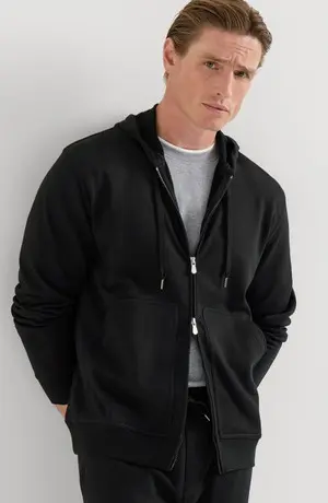 Brunello Cucinelli Techno Cotton French Terry Hooded Sweatshirt - Black