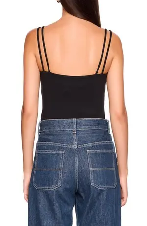 Susana Monaco Double Strap Scoop Neck Tank - Black