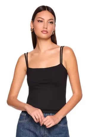 Susana Monaco Double Strap Scoop Neck Tank - Black