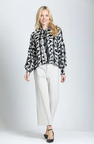 APNY Tie Neck Balloon Sleeve Top