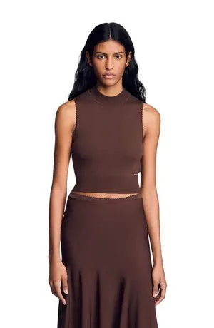 Sandro Cropped Sheer Effect Sweater