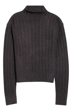 Rick Owens Ribbed Cashmere & Silk Funnel Neck Sweater - Dark Dust