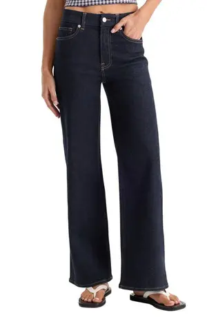 Good American Always Fits Slim Palazzo High Waist Wide Leg Jeans - Denethicblue04