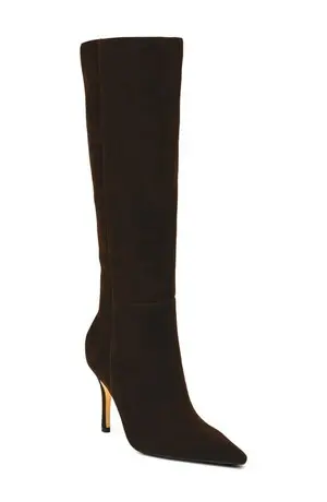 Nine West Gerty Wide Calf Knee-high Stiletto Boots - Dark Brown