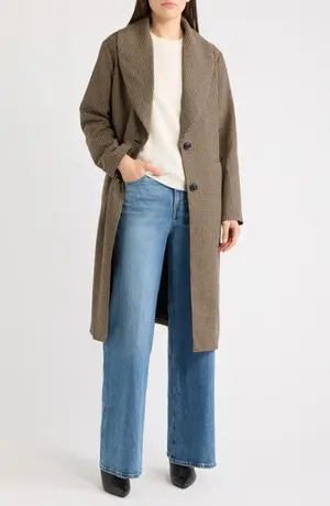 Bernardo Plaid Long Coat
