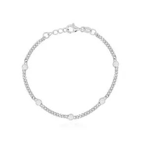 THE LOVERY FINE JEWELRY Cubic Zirconia Station Curb Chain Bracelet - Sterling Silver