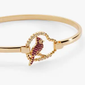 ALEX AND ANI Cardinal Charm Bangle Bracelet With Ruby And Crystal Accents - Gold