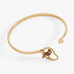 ALEX AND ANI Cardinal Charm Bangle Bracelet With Ruby And Crystal Accents - Gold