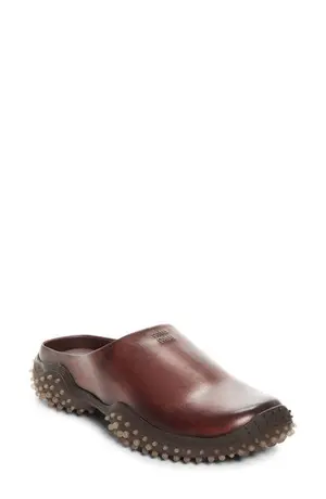 Miu Miu Leather Trail Mule - Caffe