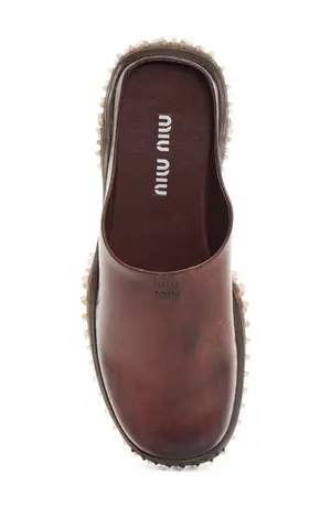 Miu Miu Leather Trail Mule - Caffe