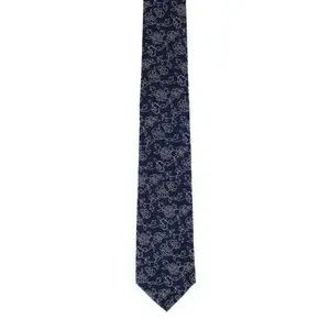 ASCENTIX Floral Stencil Print Necktie - Navy