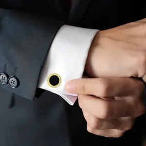 JAN LESLIE Onyx & Diamond 18k Gold Cufflinks