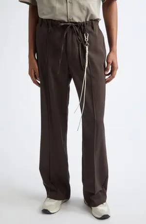 SONG FOR THE MUTE Loose Pin Stitch Stretch Gabardine Pants - Brown
