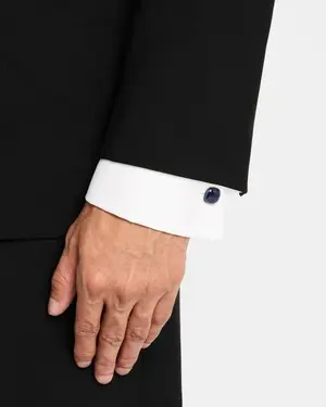 JAN LESLIE Sapphire Square Sterling Cufflink Stud Set