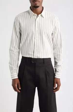 BOSS Emero Striped Long Sleeve Button-up Shirt - Natural