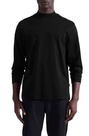 Bugatchi Mock Neck Pima Cotton Sweater - Black