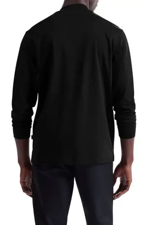Bugatchi Mock Neck Pima Cotton Sweater - Black