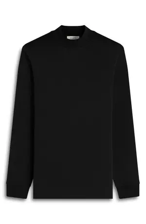 Bugatchi Mock Neck Pima Cotton Sweater - Black